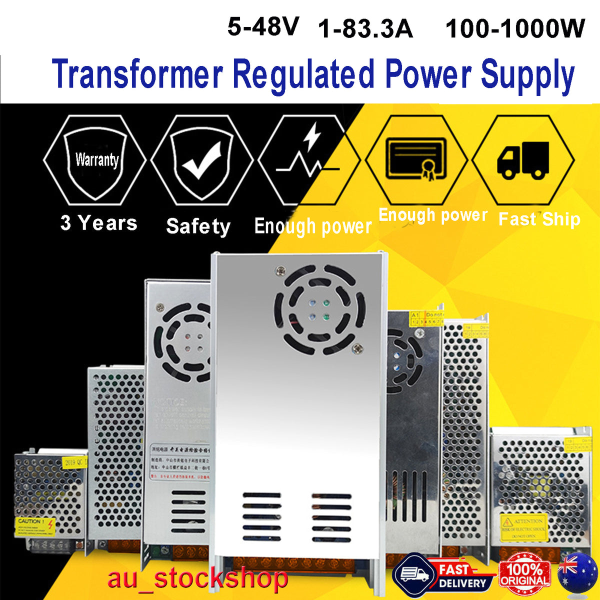 AC 110-240V TO DC 12V/24V 5A/10A/15A/20A/30A Transformer Regulated Pow – edaymore