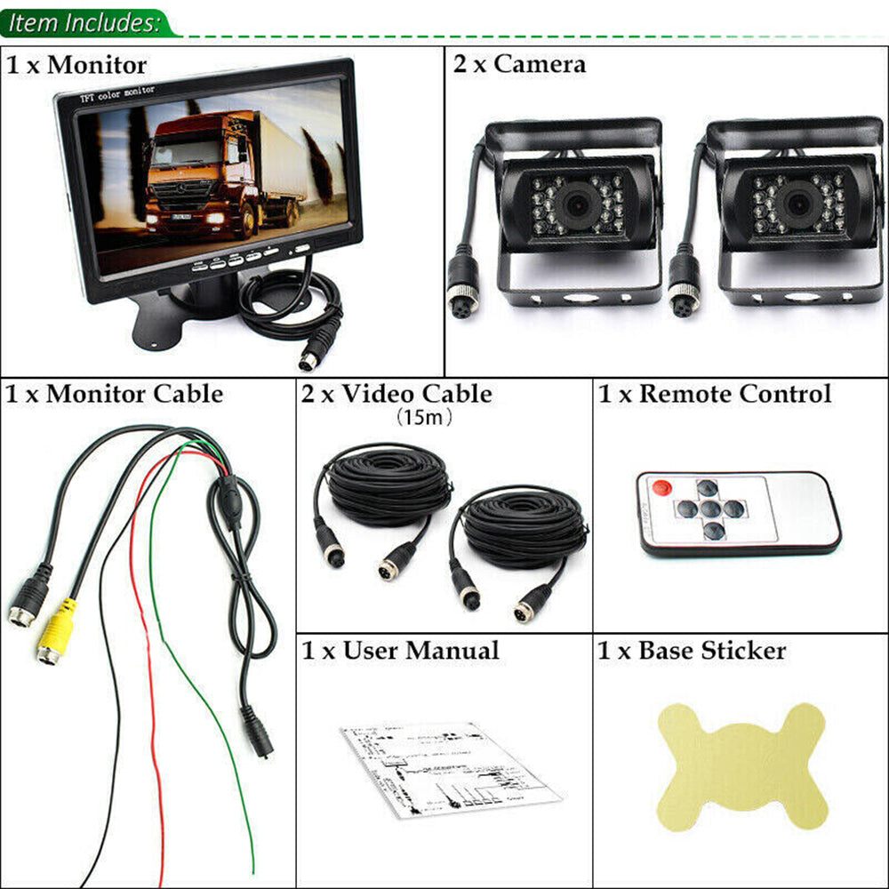 7'' Monitor Reversing Camera Night Vision Car Rear View Kit For Truck ...